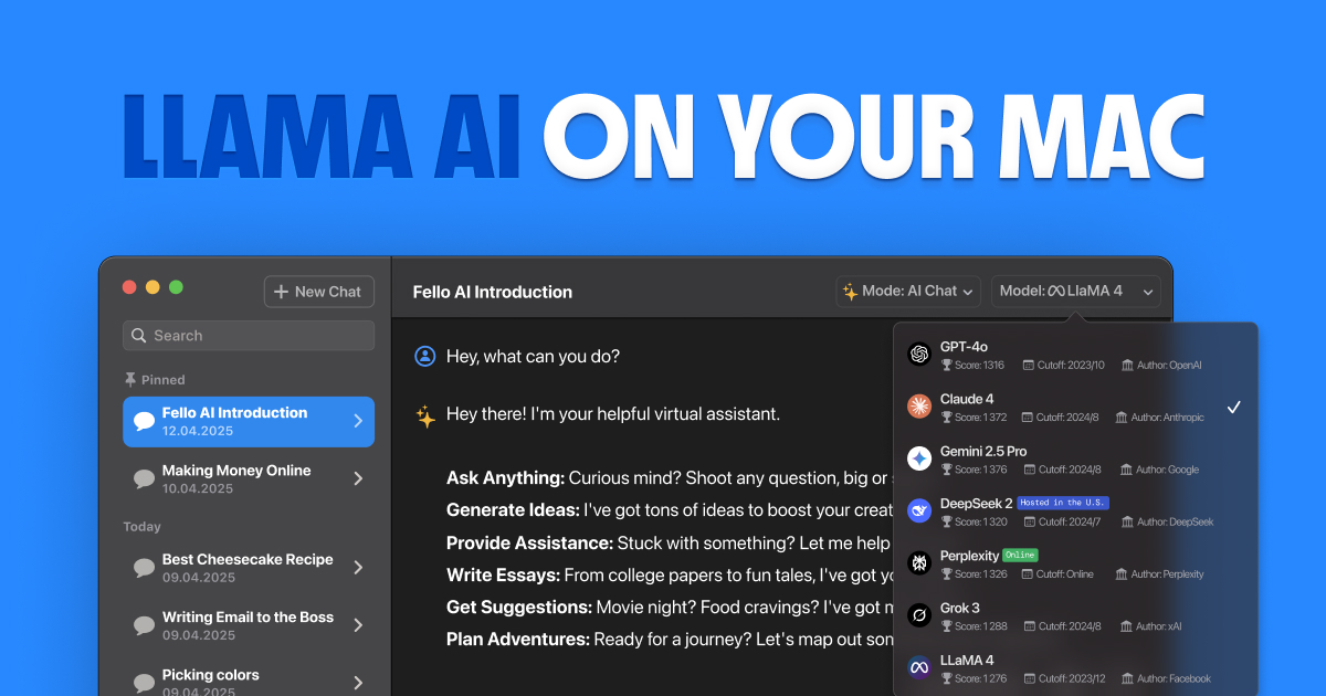 LLaMA AI Desktop Client for Your Mac - Fello AI